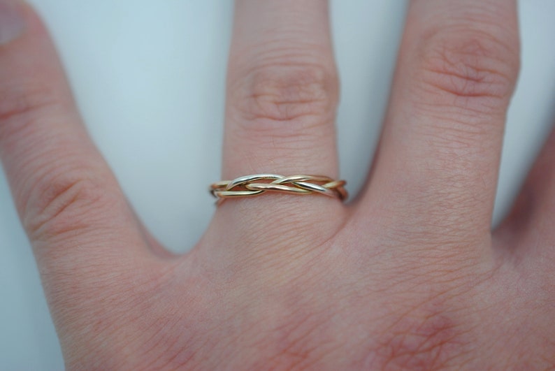 Three Tone Gold Fill Braid Ring - Etsy