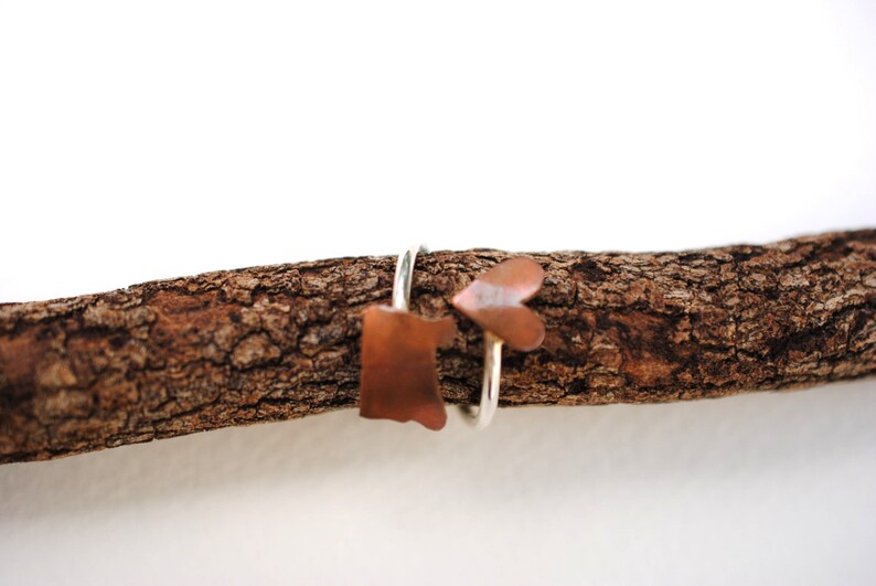 Oregon State Twist Ring sterling Silver & Copper Place State | Etsy