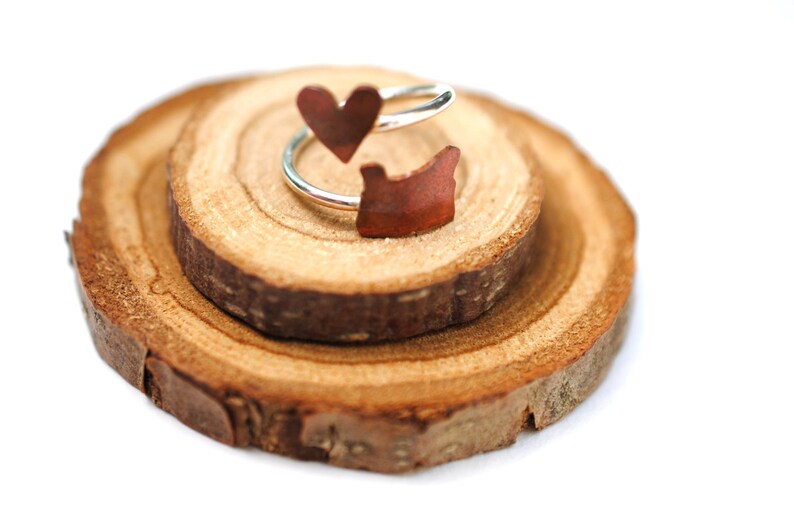 Oregon State Twist Ring sterling Silver & Copper Place State | Etsy