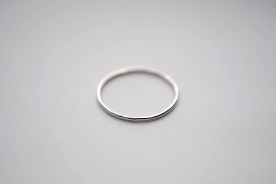 Thin White Gold Stacker Ring Band - Etsy