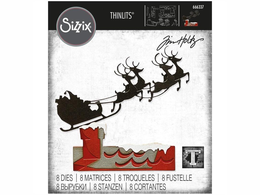 Reindeer Sleigh Thinlits Dies 666337 - Sizzix - Tim Holtz - Etsy