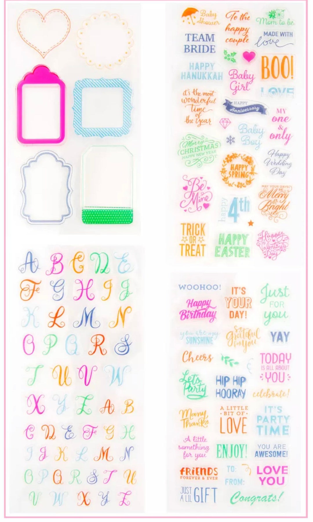 Craft Smart Value Pack - Tags & Sayings - Set of 4 Clear Stamp Sheets ...