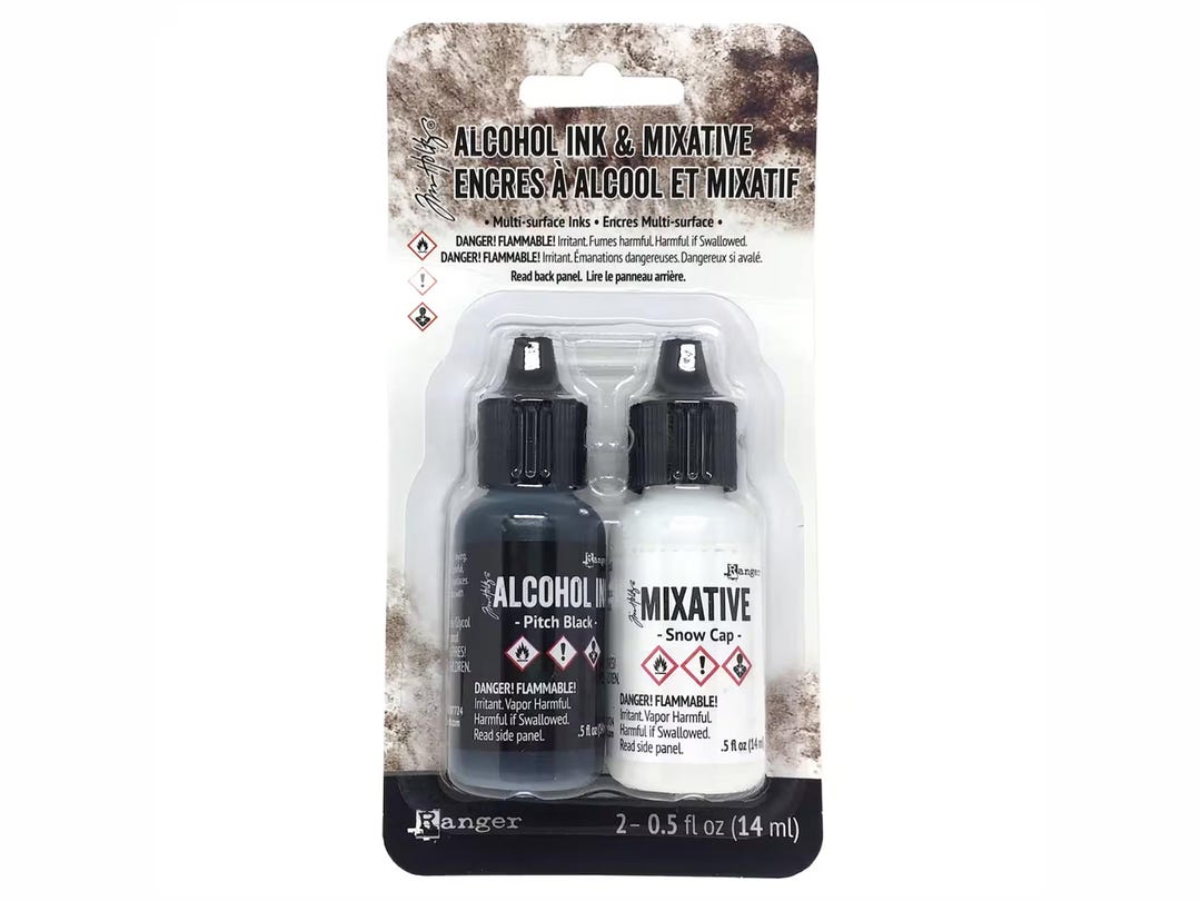 Alcohol Ink Mixatives Set Pitch Black/snow Cap - Tim Holtz - Ranger Ink ...
