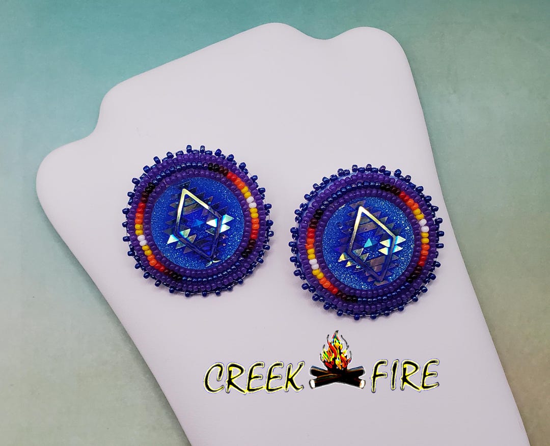 Native American Beaded Blue Fire Earrings - Etsy
