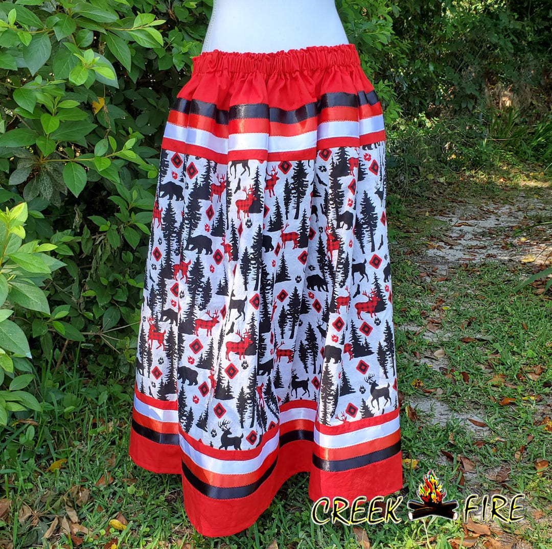 Native American Made Red and Black Bear Ribbon Skirt - Etsy