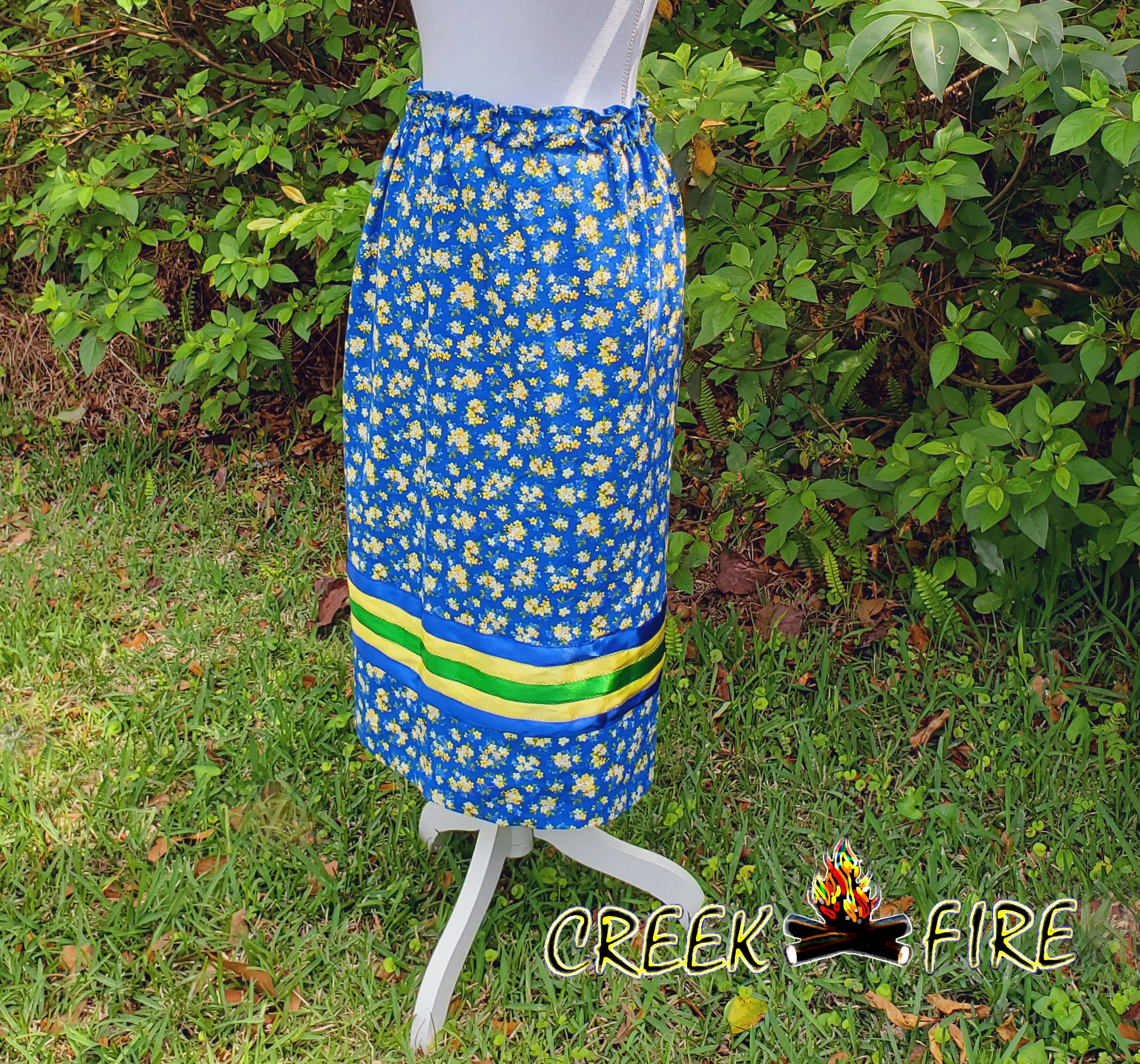 Native American Made Girl's Regalia Blue and Yellow Ribbon Skirt - Etsy