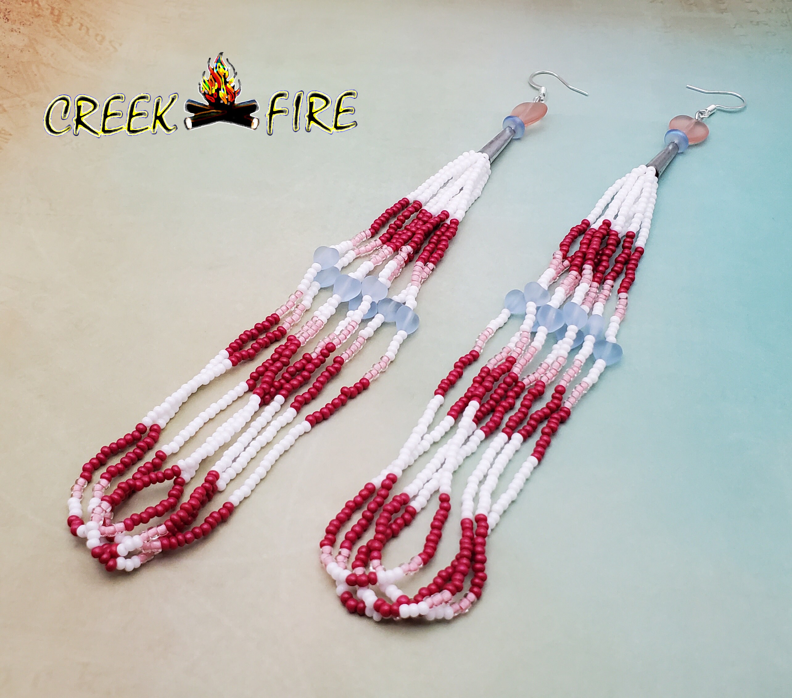Native American Super Long Pink Heart Bead Earrings - Etsy