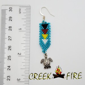 Native American Indigenous Handmade Beaded Earrings With Turtle Charm ...