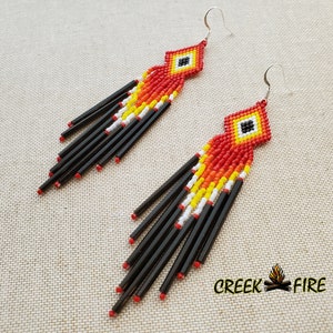 Native American Beaded Fire Earrings - Etsy