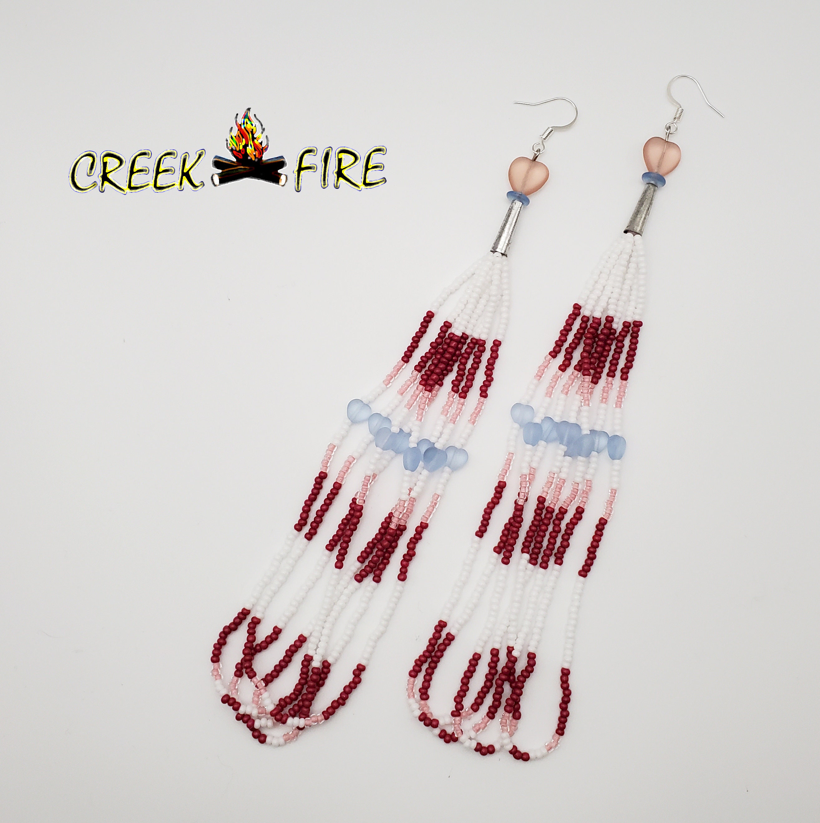 Native American Super Long Pink Heart Bead Earrings - Etsy