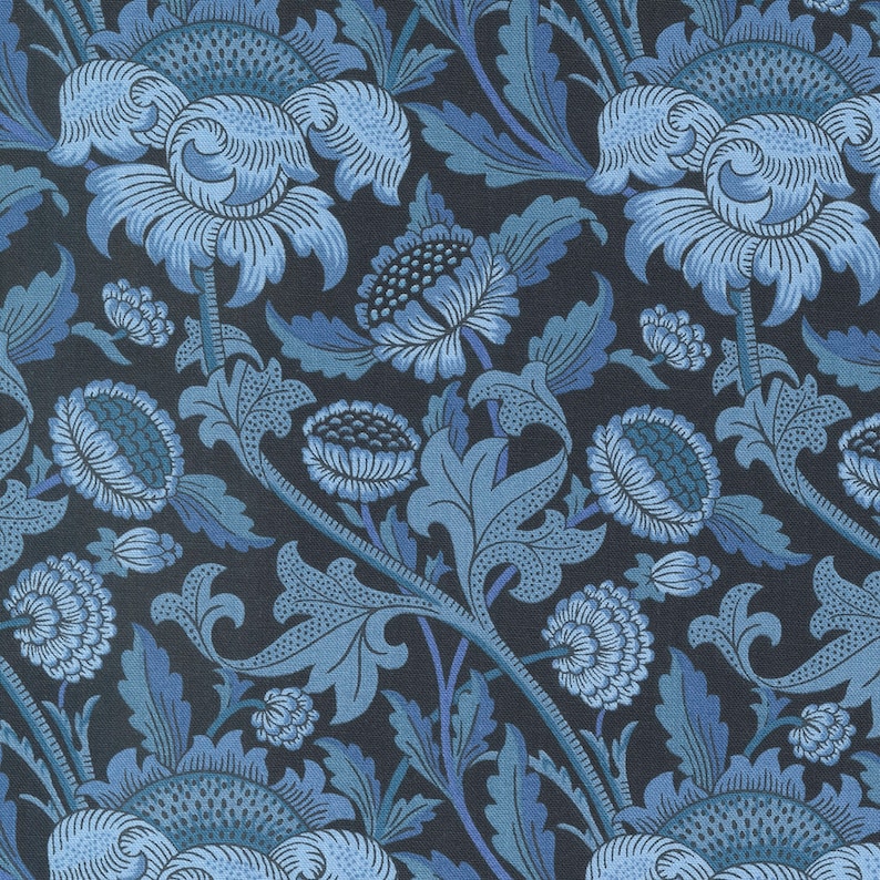 Moda Morris Meadow 8372 14 Woad Blue Barbara Brackman - Etsy