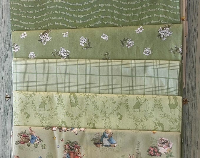 Peter Rabbit and Friends GREEN 8 Fat Quarter Bundle for Riley Blake ...