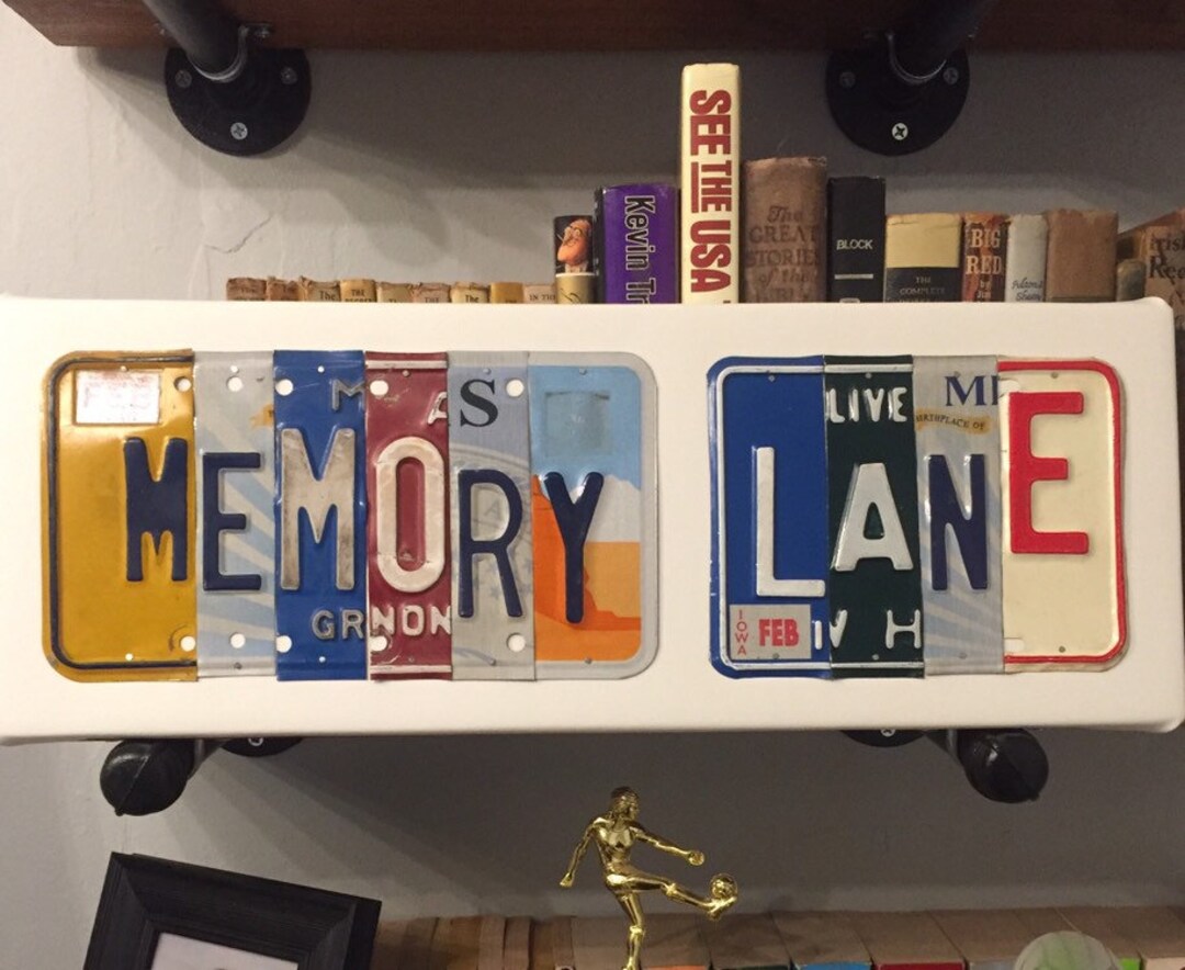 Memory Lane License Plate Sign 22x8 Recycled Handmade Matt Black - Etsy ...