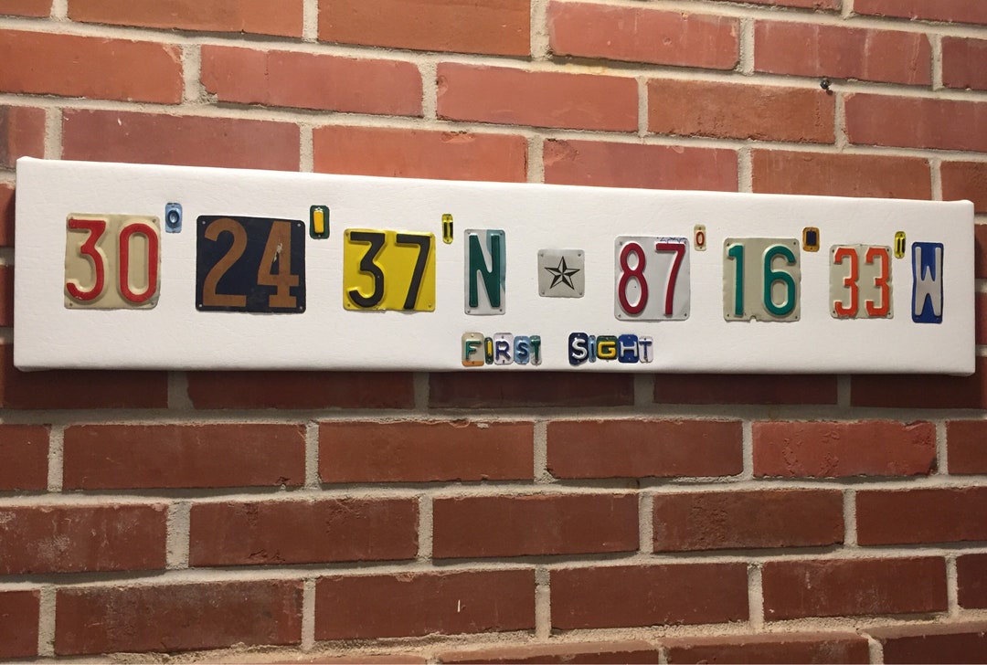 GPS License Plate Sign Custom Latitude / Latitude Wall Art Address Sign ...