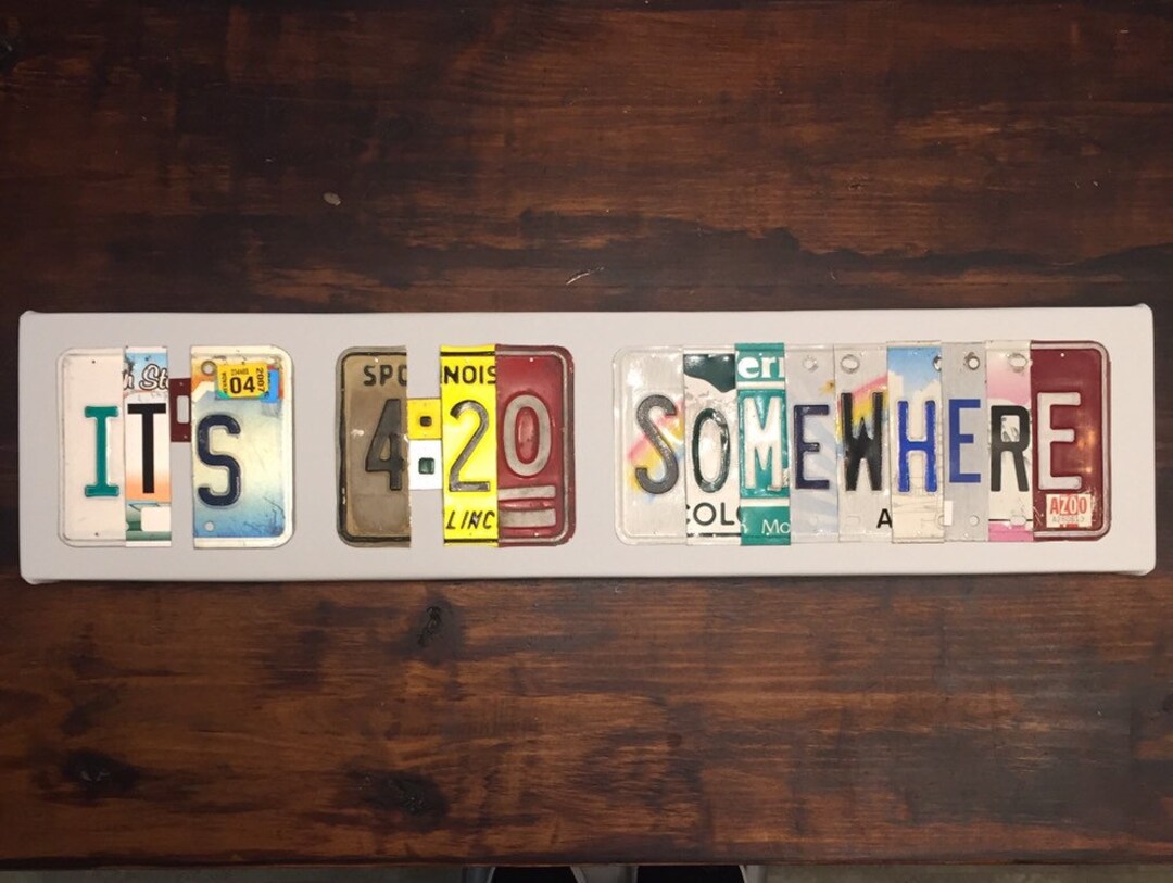 Weed License Plate Sign 34x8 Recycled Handmade Matt Black - Etsy Nederland