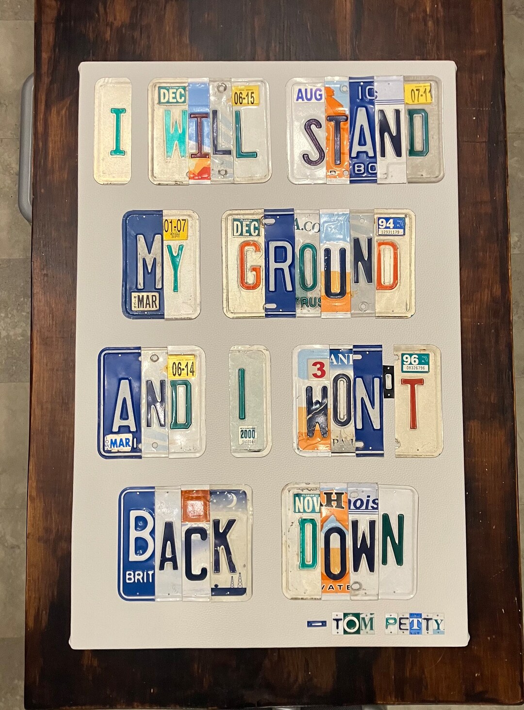Tom Petty Lyric License Plate Sign Recycled Handmade Wall Art Sign ...