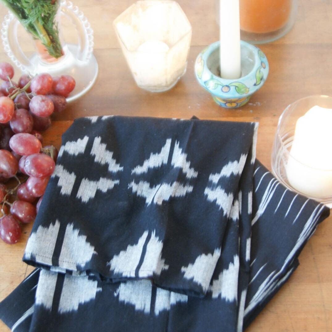 Handwoven Cotton Ikat Black Triangle Tea Towel - Etsy