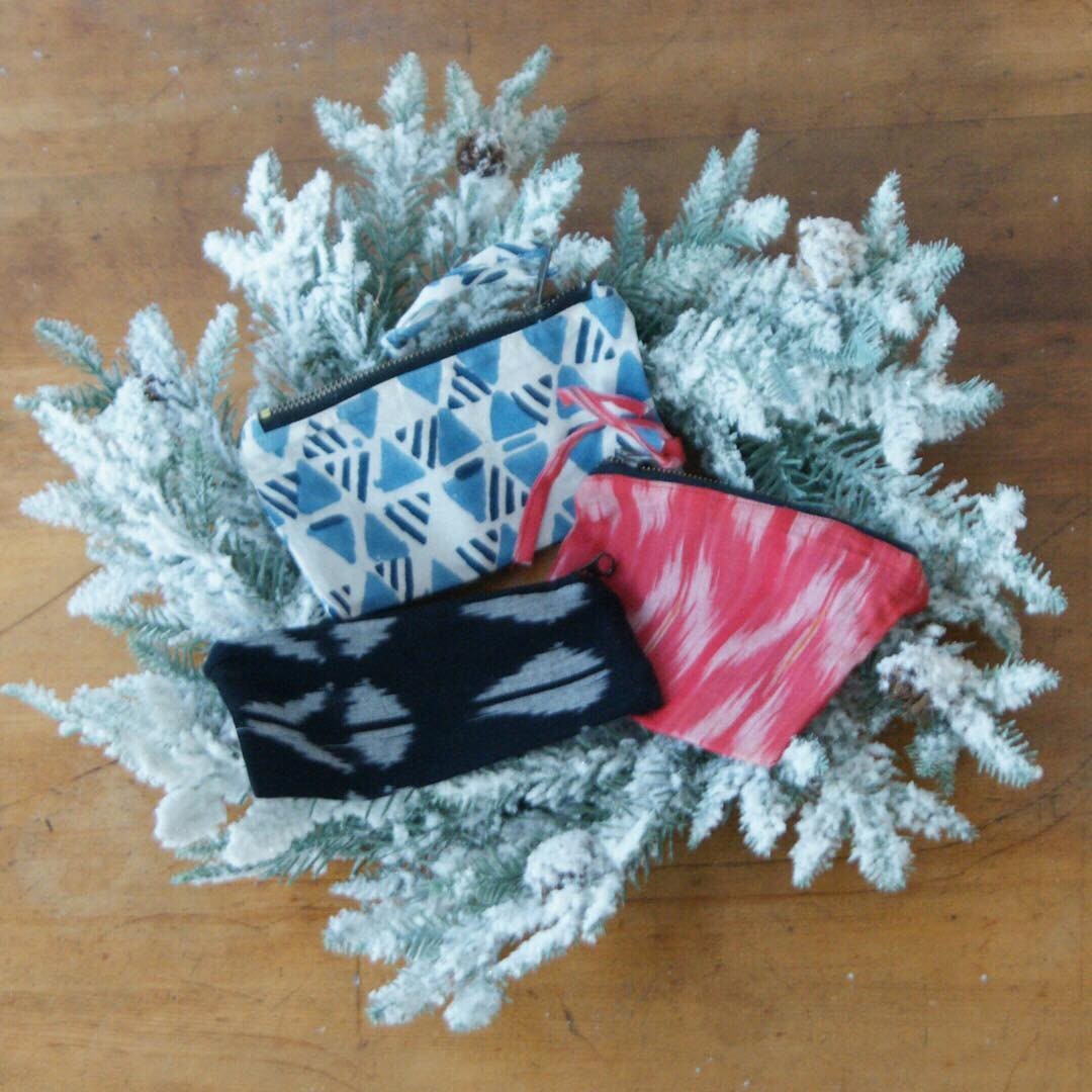 Blue Triangle Block Print Small Zipper Pouch Phone Case Wallet - Etsy