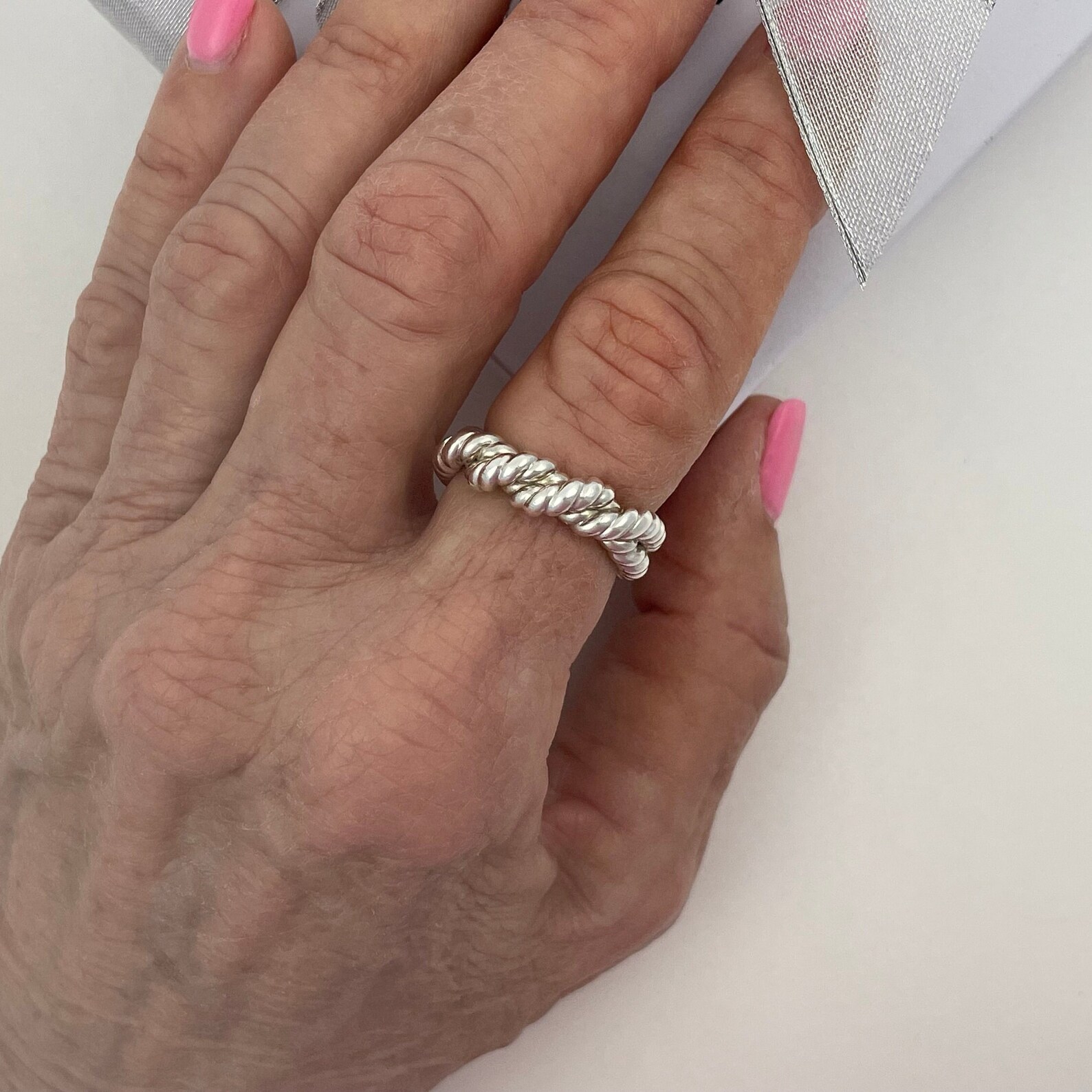 Customized .925 Sterling Cable Ring, Sterling Silver Rope Ring ...