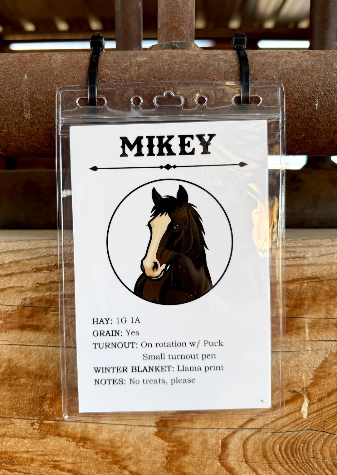 Custom Horse Stall Card | Emergency Contact & Identification ...