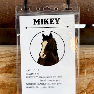 Custom Horse Stall Card | Emergency Contact & Identification ...