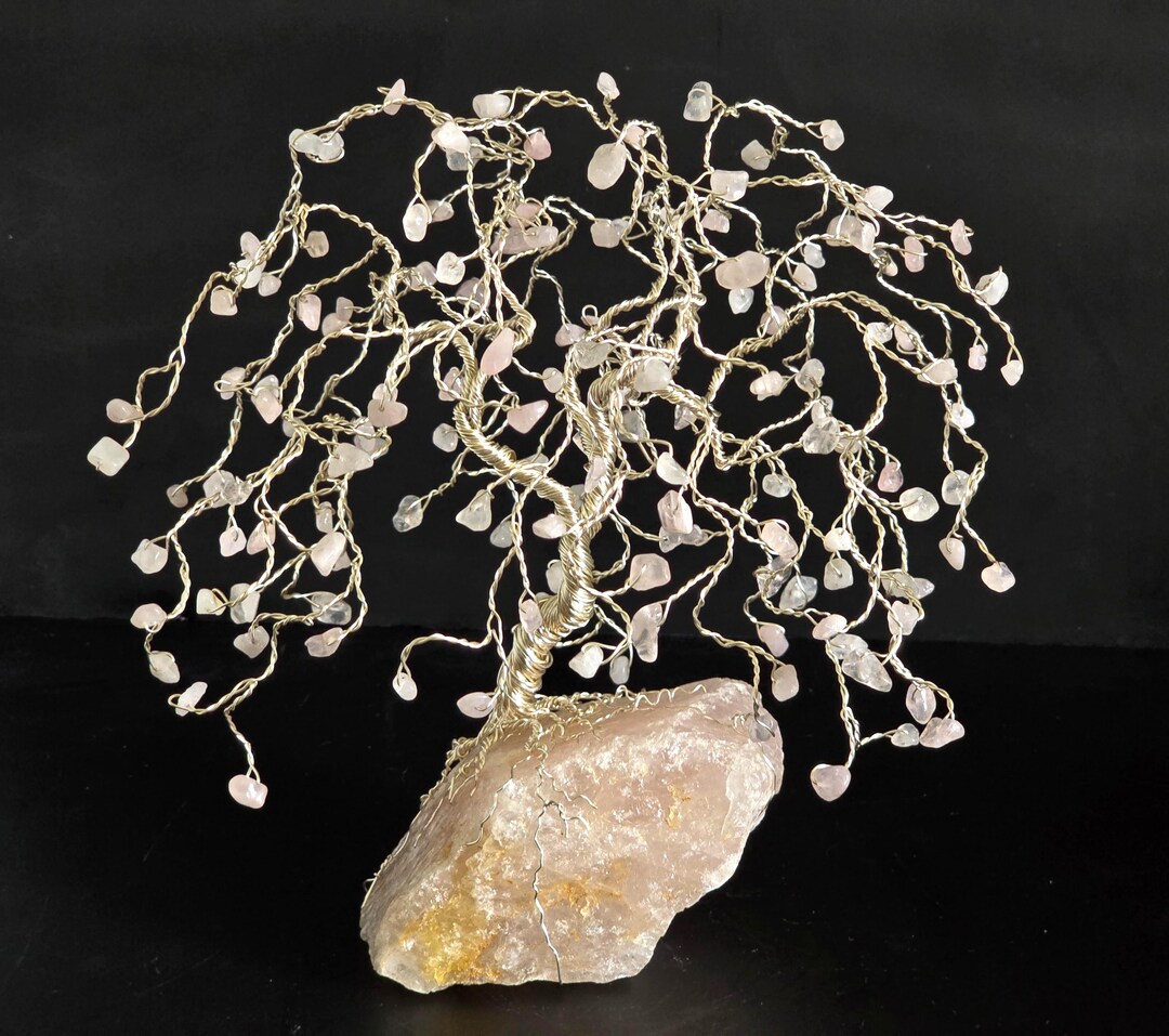 Rose Quartz Willow Crystal Tree – Wire Wrapped Gem Tree of Love ...