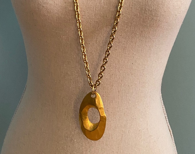 Statement SIMON CHANG Long Modernist Matte Gold Plated Sculptural ...