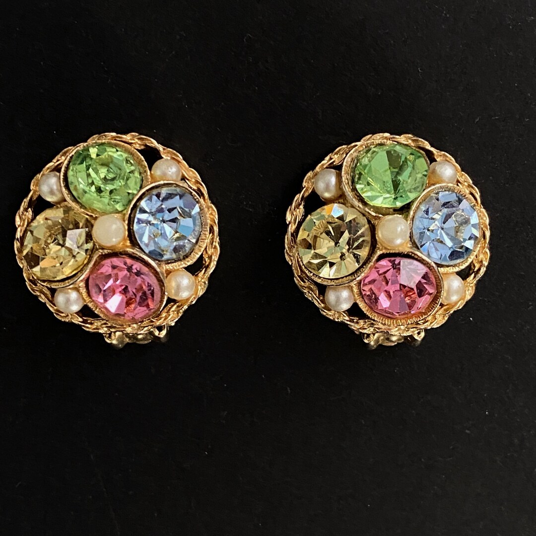 So Pretty KRAMER Mid Century Gold Plate, Fruit Salad Crystals & Faux ...