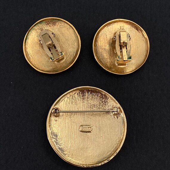 Whimsical BUTLER Moon & Stars Brooch / Earring Set - Gem