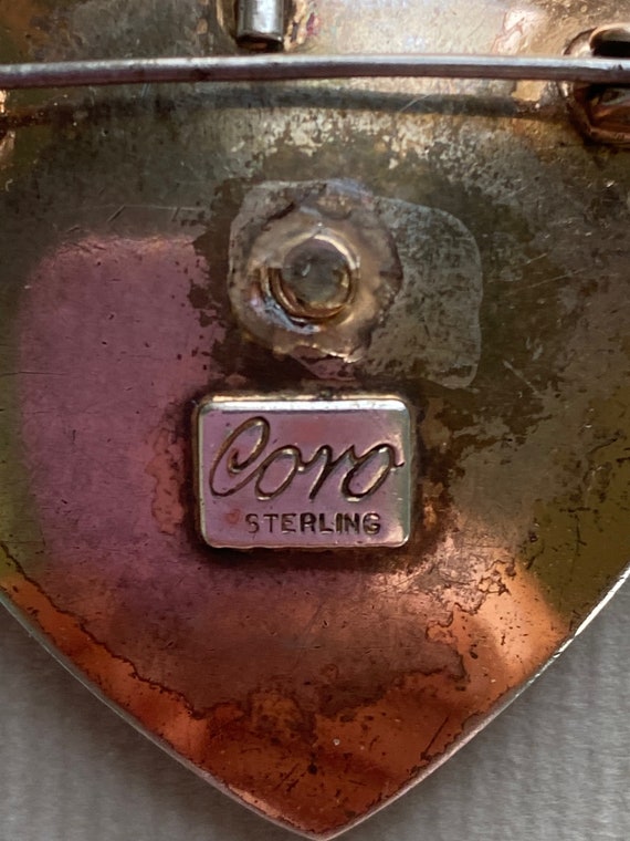 1940s Coro Dimensional Sterling & Rhinestone Double H… - Gem