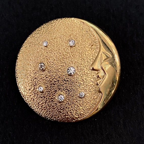 Whimsical BUTLER Moon & Stars Brooch / Earring Set - Gem