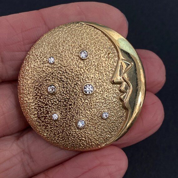 Whimsical BUTLER Moon & Stars Brooch / Earring Set - Gem