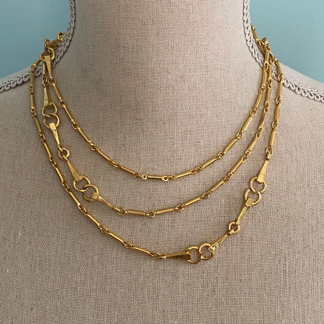 Rare & Beautiful VENDOME Gold Plated Flapper Length Horse Bit Chain ...