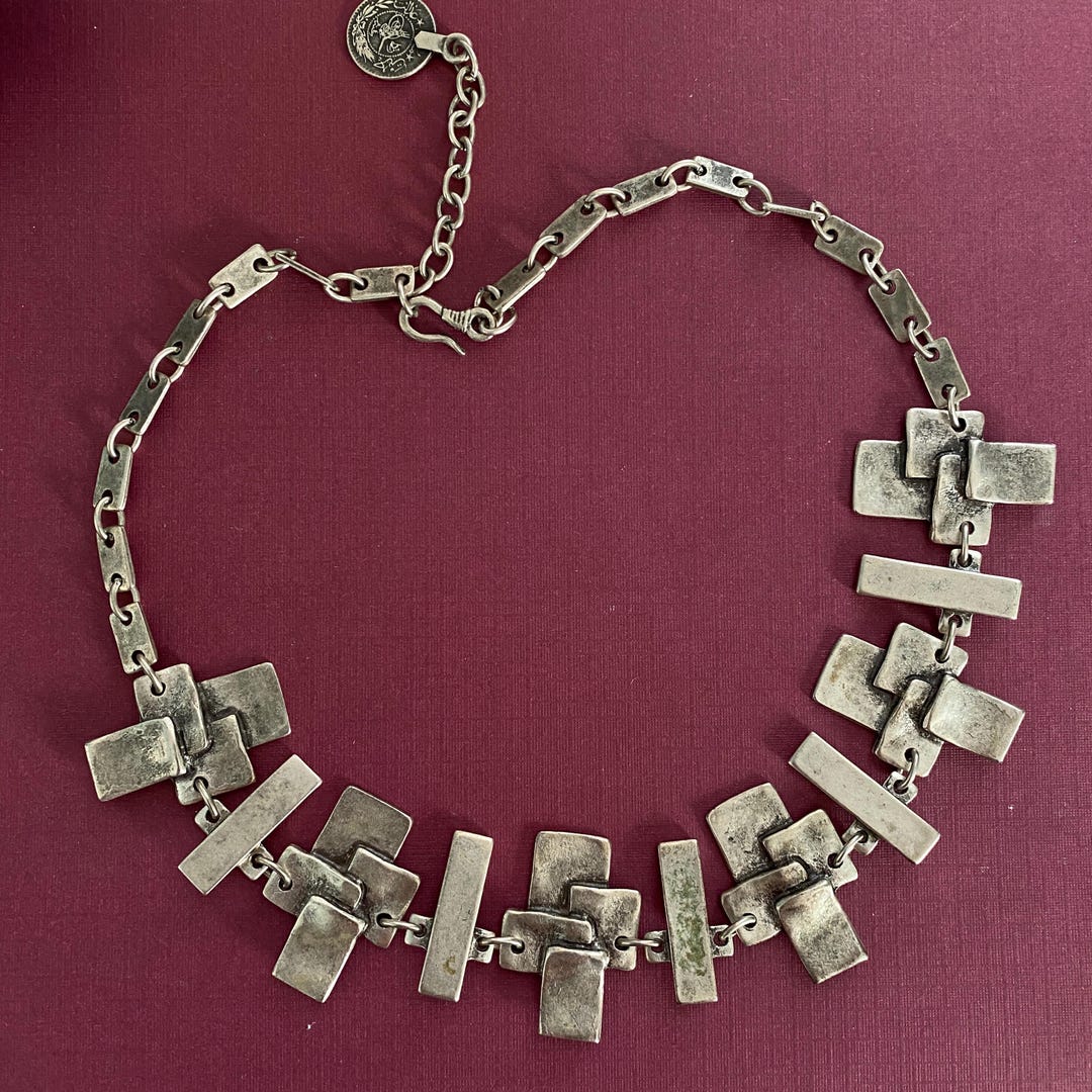 Gorgeous Middle Eastern Adjustable Length Silver Plated Pewter Necklace ...