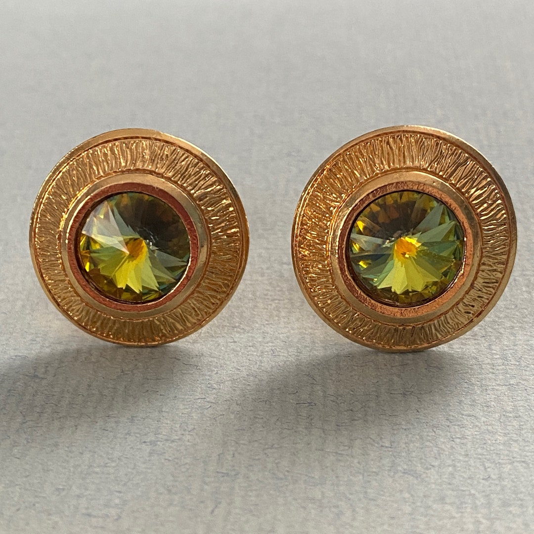 Margarita Rivoli Glass & Textured Gold Plate Mid Century Cuff Links - Etsy