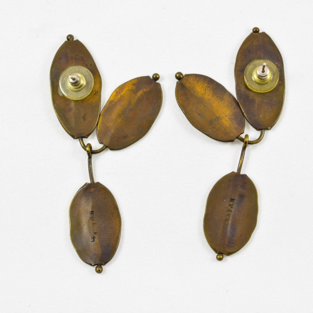Roz Balkin Studio Handmade Mid-century Brass Dangle Earrings - Etsy UK