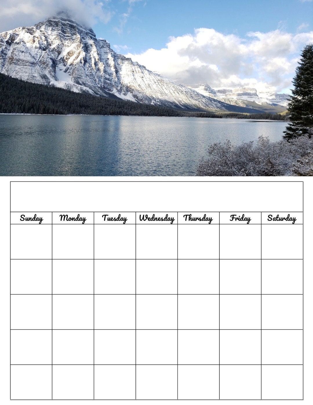Calendar PDF Digital Download Fill in Jasper National Park Banff Canada ...