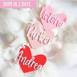 Valentines Name Tag, Valentine's Day Name Tags, Acrylic Heart Name Tags ...