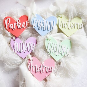 Valentines Name Tag, Valentines Heart Name Tags, Acrylic Heart Name ...