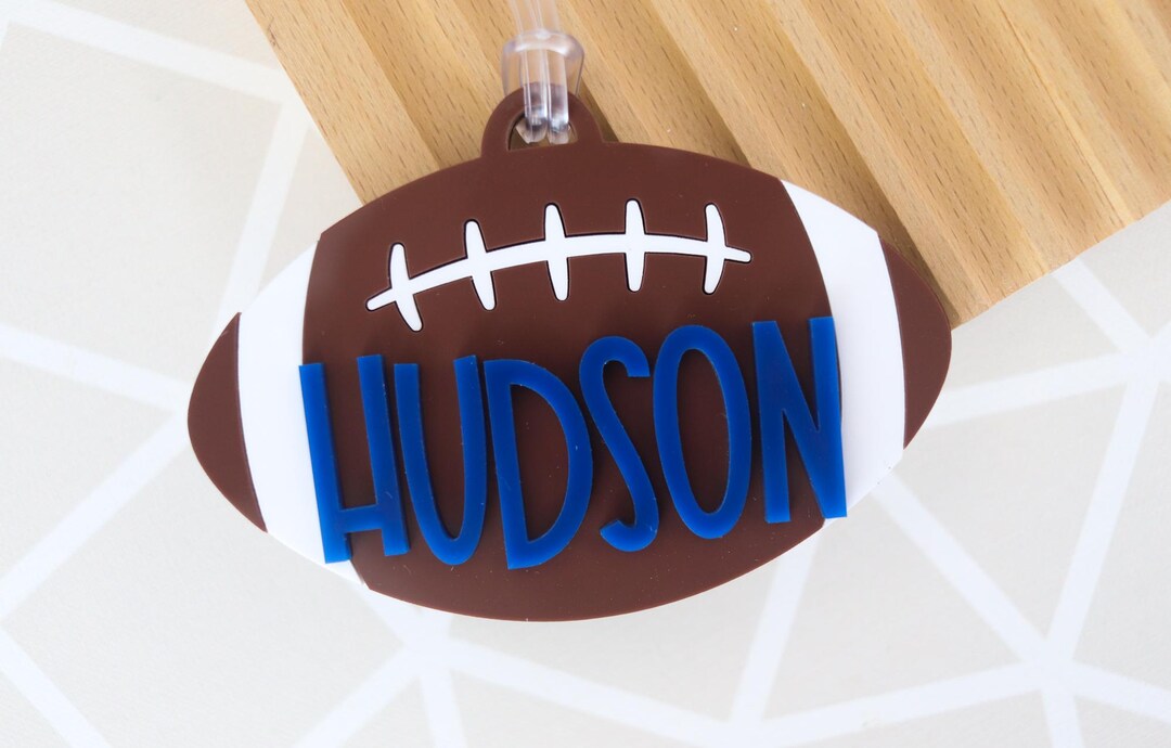 Football Backpack Name Tag, Personalized Football Keychain ...