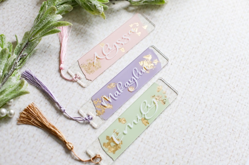 Personalized Bookmark Acrylic Bookmark With Name Hand Painted - Etsy