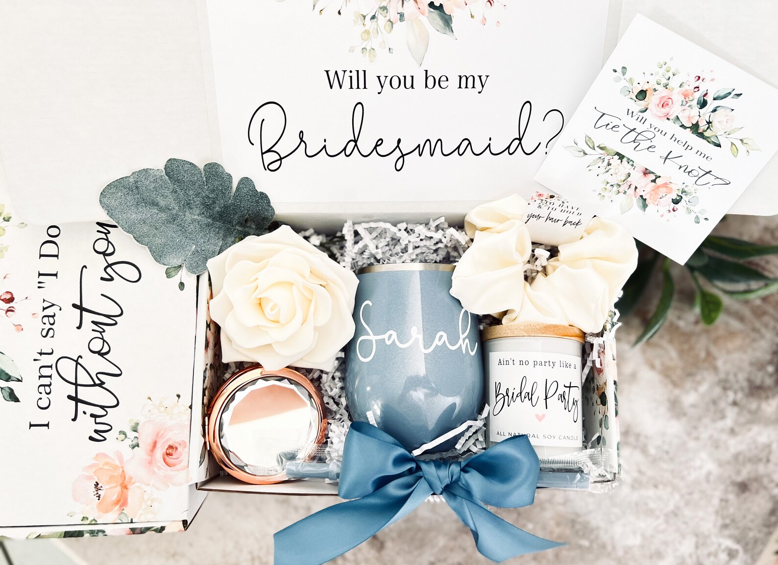 Dusty Blue Bridesmaid Proposal Box Bridesmaid Gift Bridal - Etsy