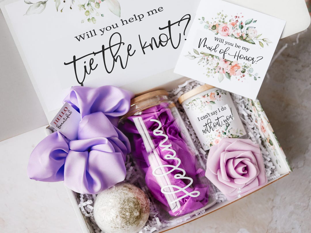 Bridesmaid Proposal Box, Personalized Gift, Lilac Wedding, Will You Be ...