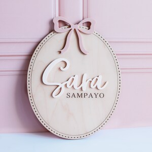 Bow Baby Girl Announcement Sign Baby Girl Nursery Sign Bow Baby Name ...