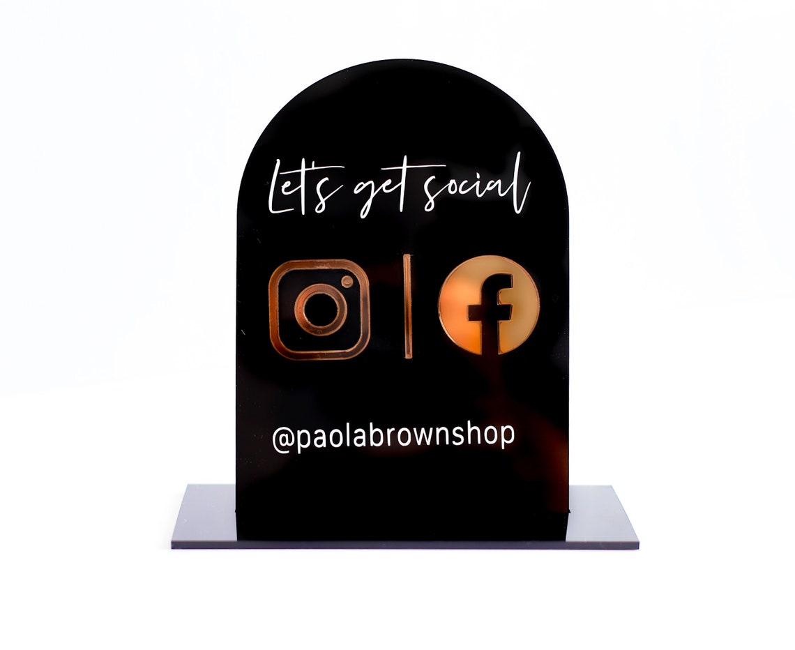 Social Media Acrylic Sign Lets Get Social Sign QR Code Sign | Etsy