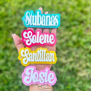 Acrylic Keychain, Retro Name, Personalized Acrylic Name Tag, Backpack ...