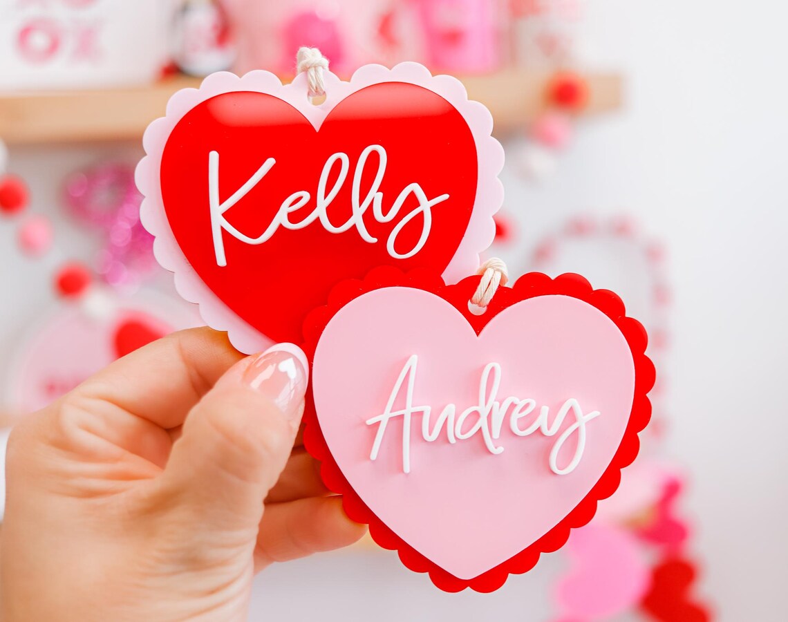 Heart Shape Name Tag, Valentine's Name Tag, Valentine's Party Favor ...