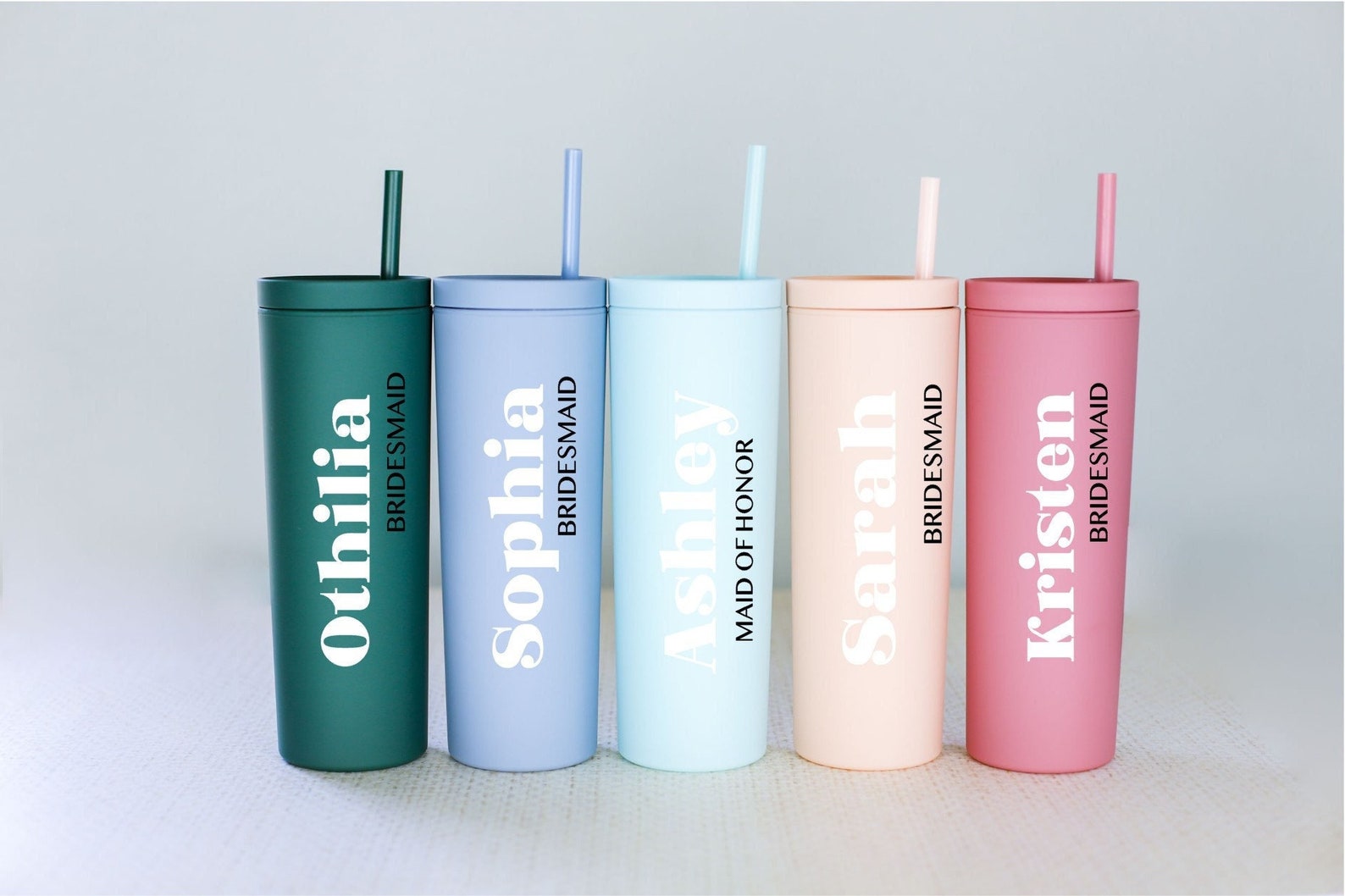 Personalized Tumbler With Lid and Straw Bridesmaids Gifts - Etsy
