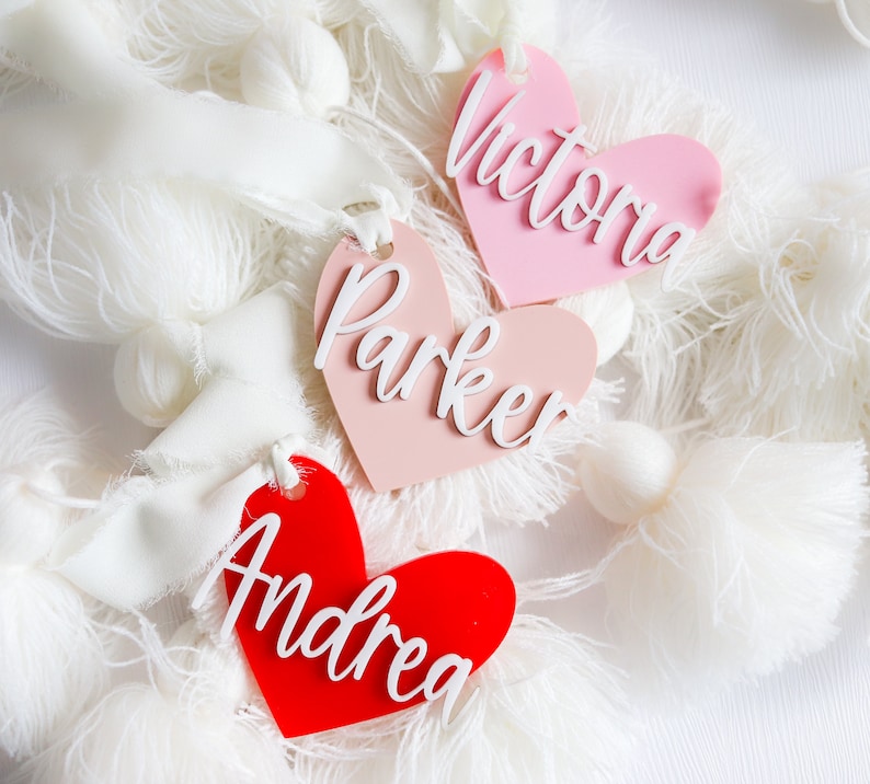 Valentines Name Tag Valentine's Day Name Tags Acrylic - Etsy