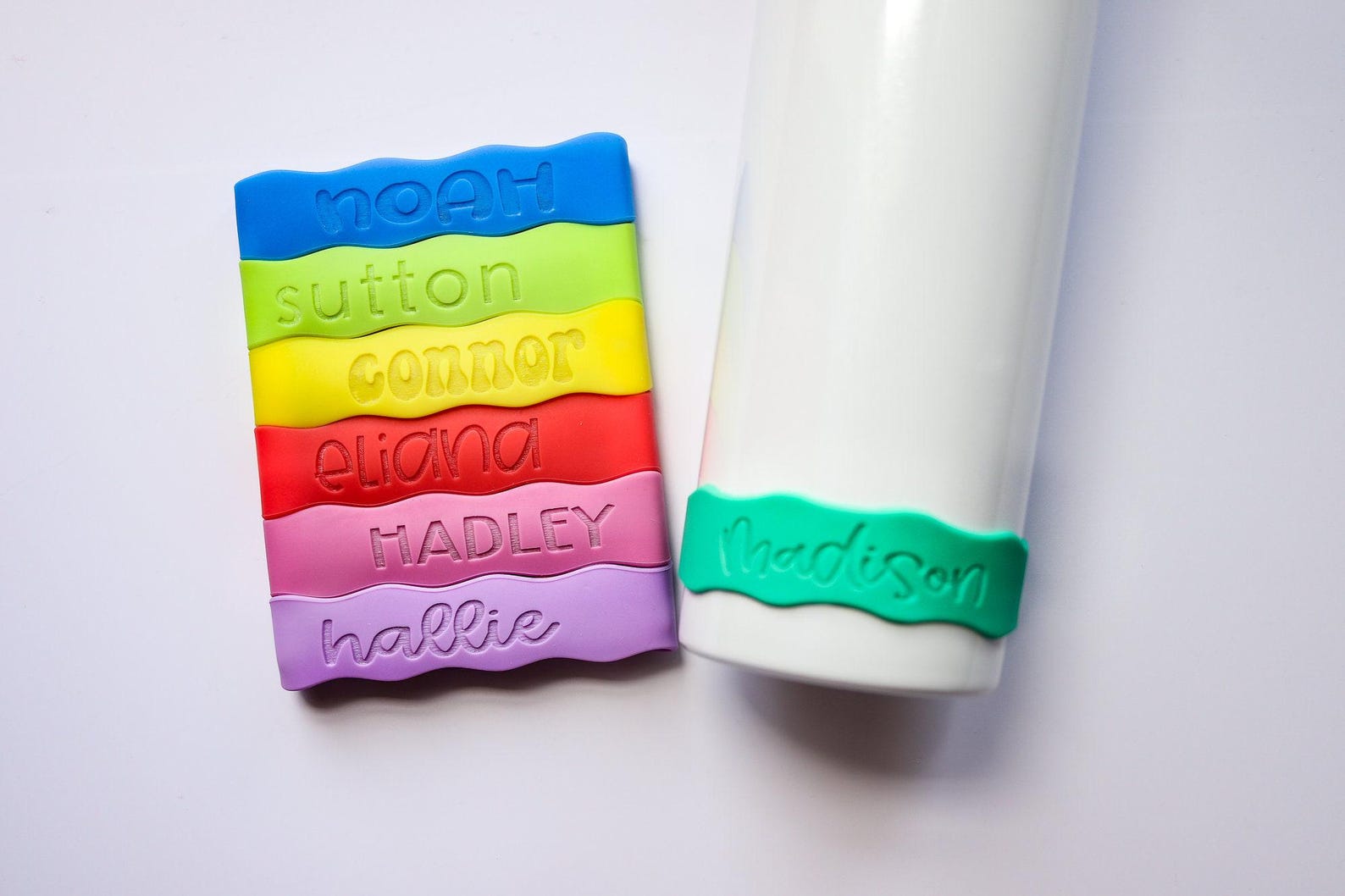 Personalized Bottle Bands, Silicone Bands, Reusable Labels, School ...